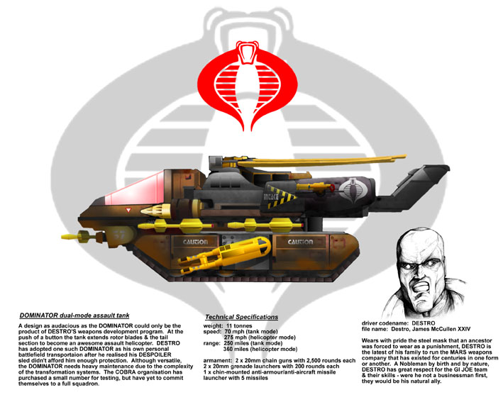 Destro's Dominator helicopter tank- Iron Grenadiers